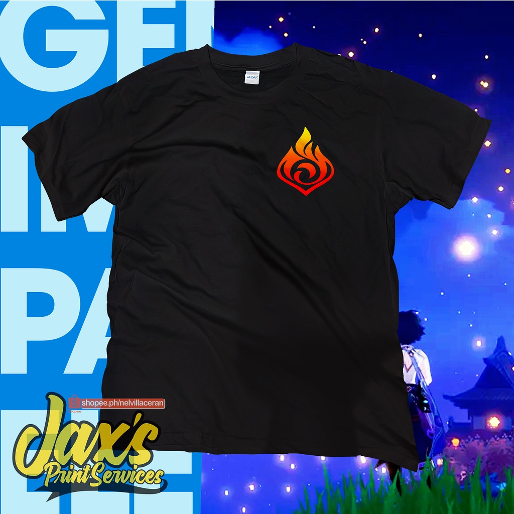 Genshin Impact Pyro I Fire Element Tshirt Element Logo Pocket Size ...