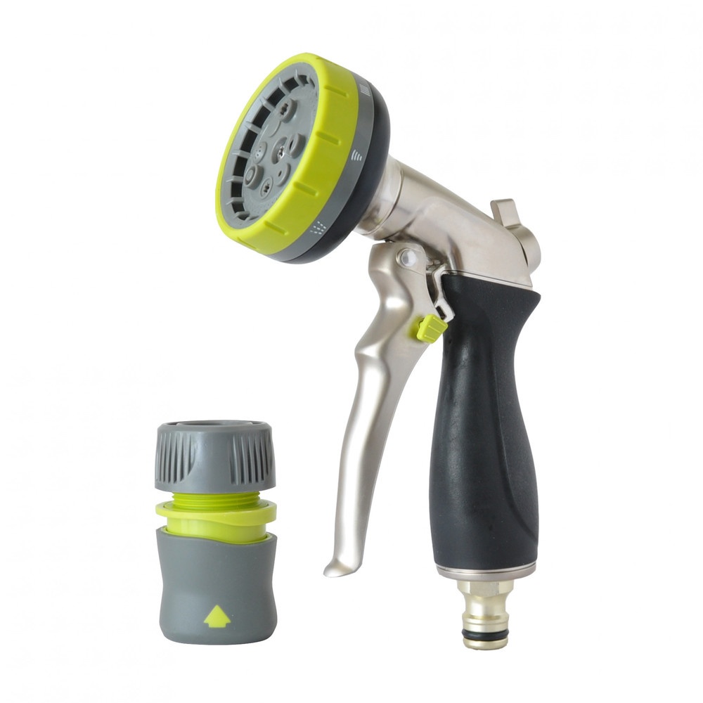Tree O ปืนฉีดน้ำอลูมิเนี่ยม ปรับหัวได้8รูปแบบ พร้อมข้อต่อสวมเร็ว1/2 ...