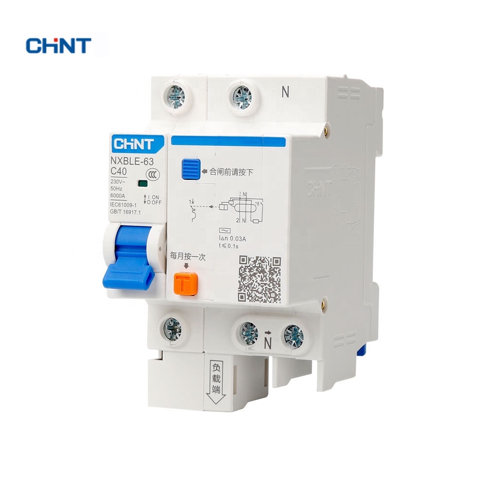 Chint เบรกเกอร์วงจร NXBLE-32 NXBLE-63 1P+N 10A 16A 20A 25A 32A 40A 50A 63A RCBO 30mA 6kA ...