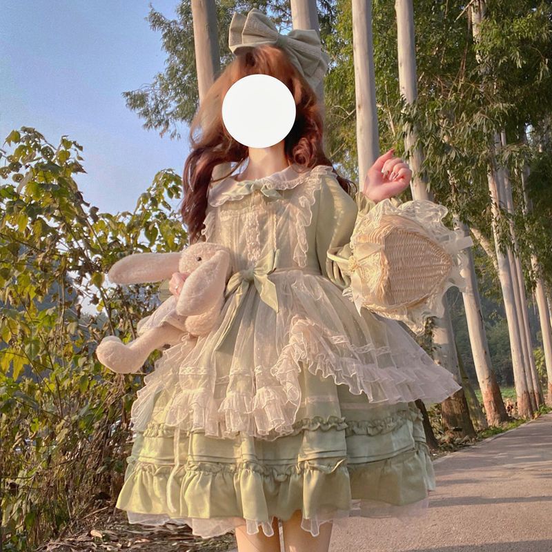 JSK LO Lolita dress โลลิต้า ชุดกระโปรง lovely long-sleeved female winter Korean loose skirt ...