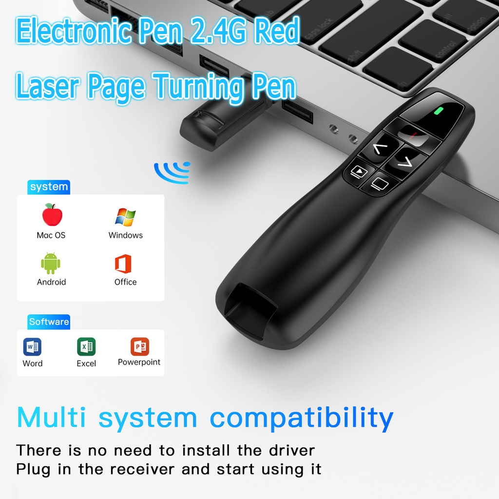 ส่งจากไทย 2.4GHz Wireless Red Laser Pointer For Presentations USB ...