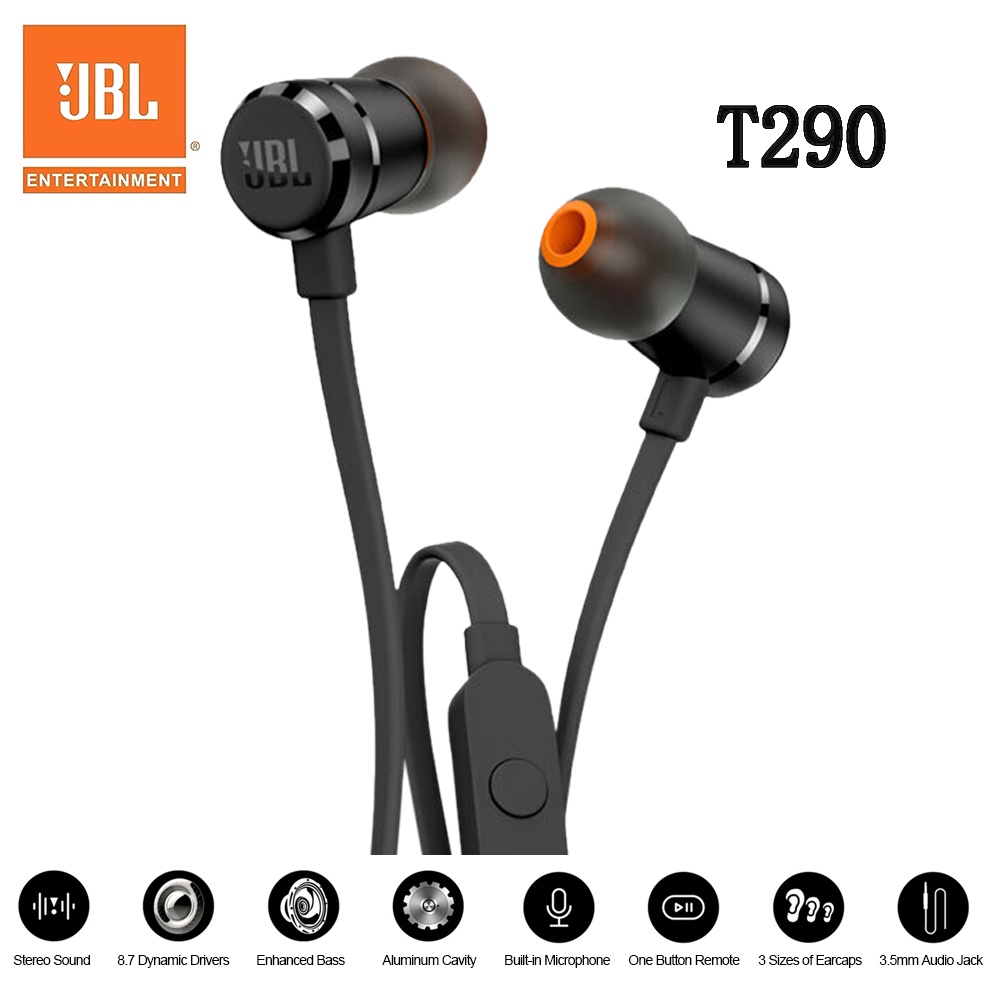 Jbl T290 ชุดหูฟังสเตอริโอ เบสหนัก พร้อมไมโครโฟน อลูมิเนียมในตัว ...