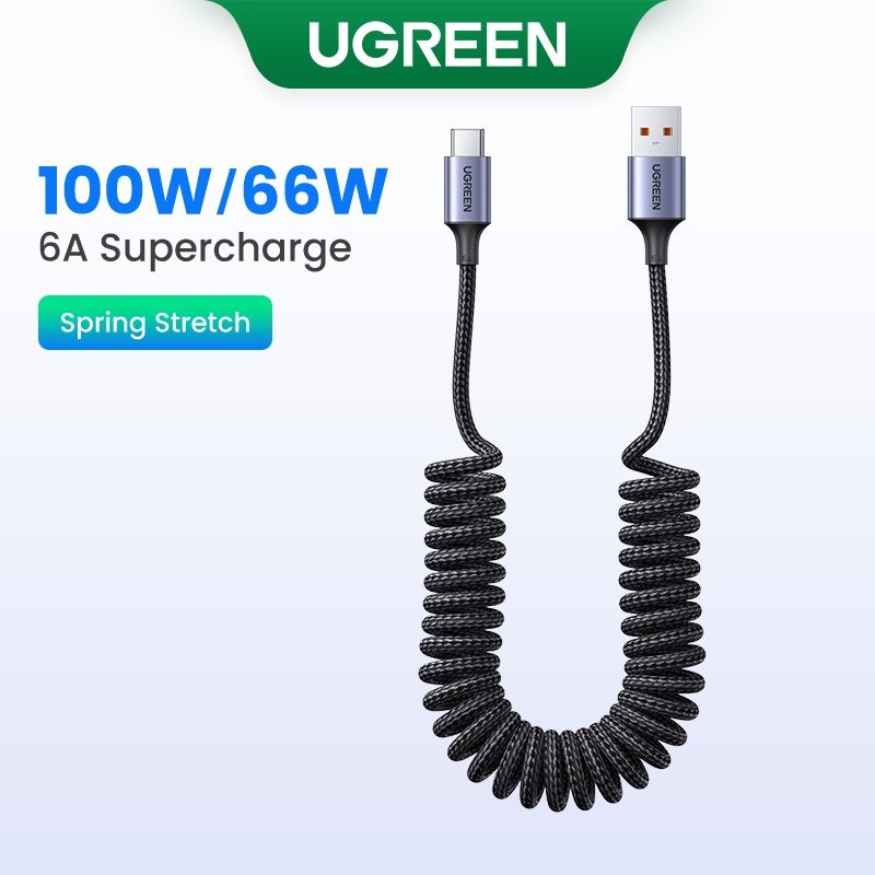 Ugreen สายชาร์จ USB Type C 100W 6A 2A ยืดหยุ่น สําหรับรถยนต์ | Shopee Thailand