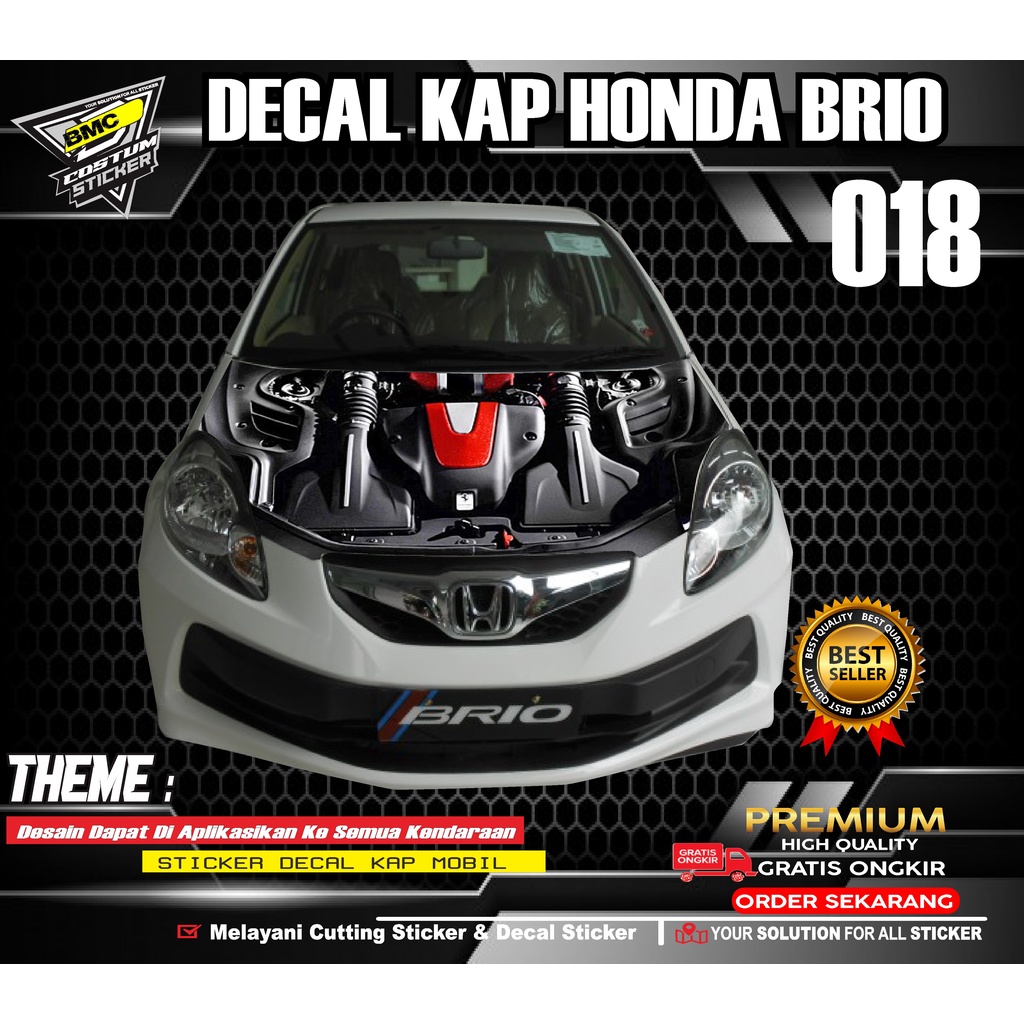 Mesin สติกเกอร์แปรผันกระโปรงหน้ารถยนต์ สําหรับ Honda BRIO DECAL STICKER ...