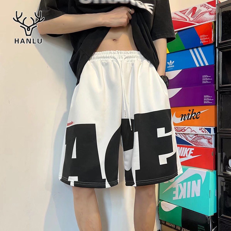 HANLU กางเกงขาสั้นชาย (จัดส่งได้ตลอดเวลา) สไตล์เกาหลีสบายๆ "ผ้าดี สีไม่ ...