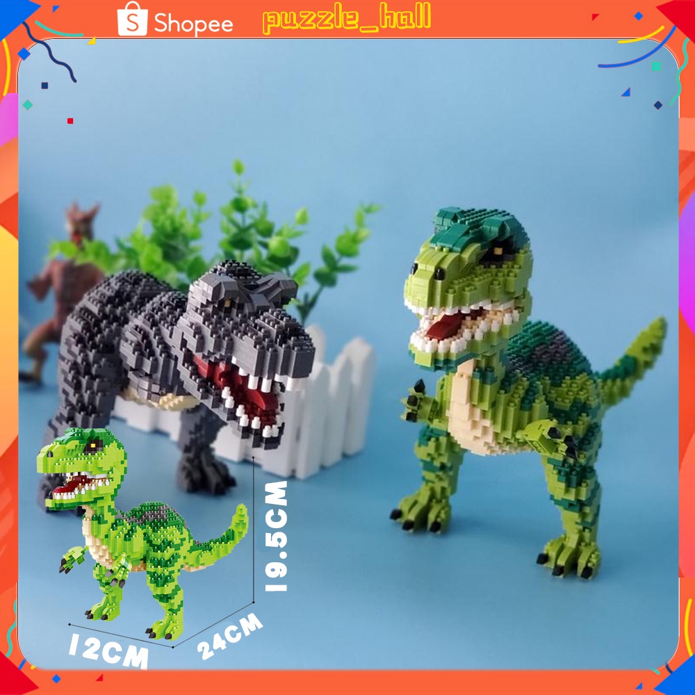 บล็อกนาโนไดโนเสาร์ Jurassic Park Tyrannosaurus Velociraptor รุ่น MOC ...