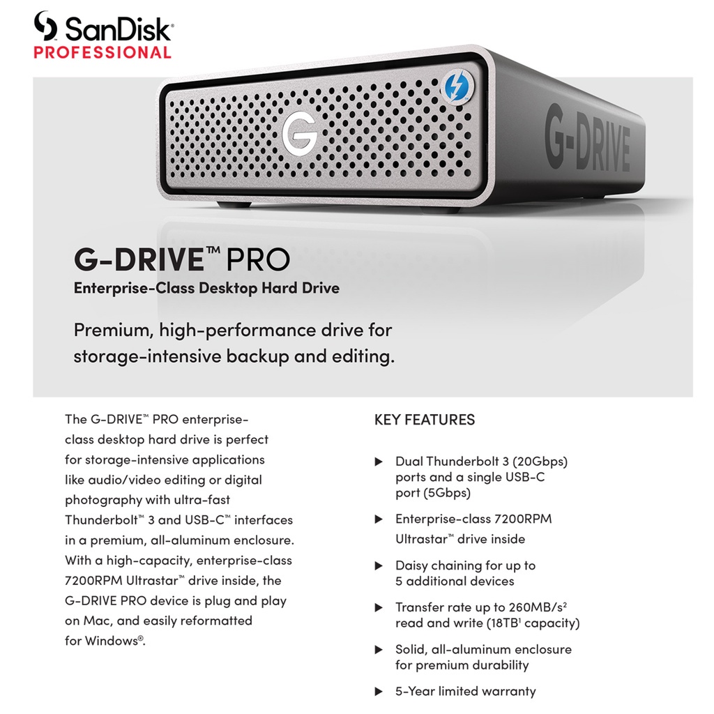 SanDisk Professional G-DRIVE PRO 4TB ,6TB, 12TB ,18TB ,Thunderbolt 3 ...