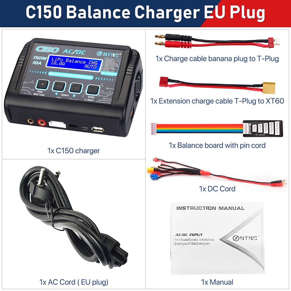 Htrc T240 C240 C150 ที่ชาร์จแบตเตอรี่ลิโป้ 1-15s AC DC แบบคู่ สําหรับรถ ...