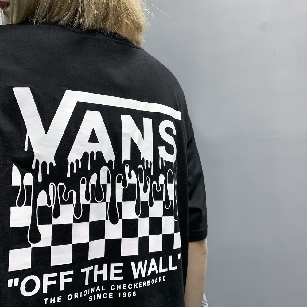 Vans Wansi เสื้อยืดแขนสั้นลําลองเนื้อผ้าฝ้ายลายตารางหมากรุกขนาดใหญ่ ...