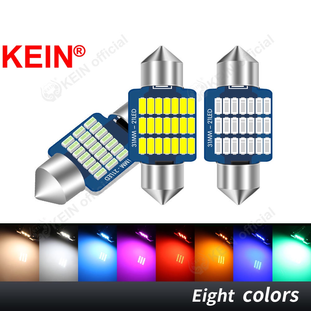 Kein 2PCS 8 สี Festoon Led 31 มม.C3W C5W C10W Auto Dome โคมไฟสําหรับรถภายในแผงป้ายทะเบียนประตู ...