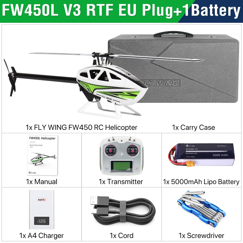 【ของแท้ 100%】flywing FW450L V3 เฮลิคอปเตอร์บังคับ PNP RTF 3D GPS พร้อมระบบควบคุมการบิน H1 6CH ...