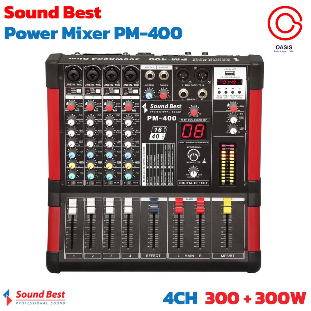 (ฟรีส่ง) Power Mixer Soundbest PM-400 เพาเวอร์มิกซ์เซอร์ 300x2 วัตต์ 4 ...