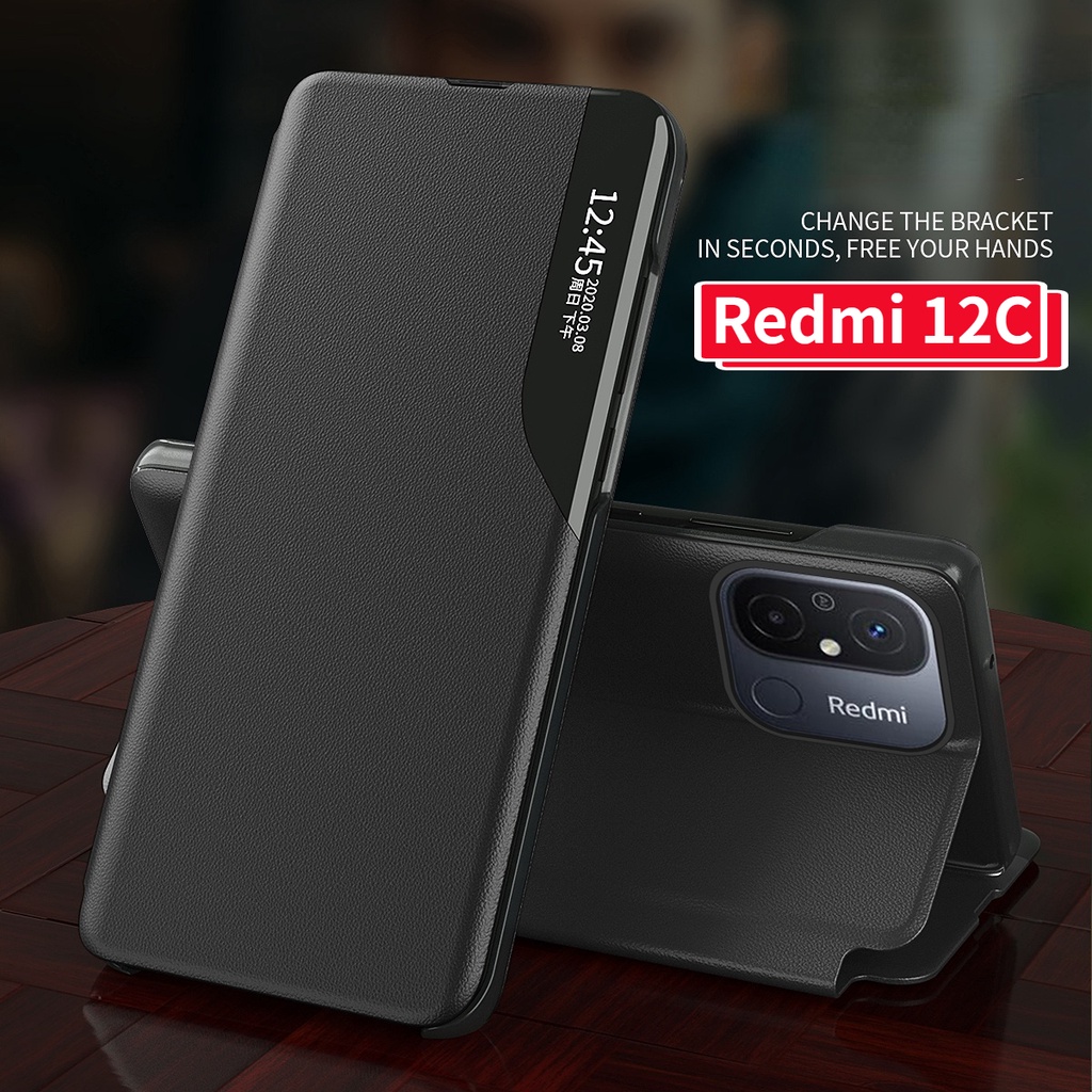 เคสโทรศัพท์มือถือหนัง ฝาพับอัจฉริยะ พร้อมช่องใส่บัตร สําหรับ Redmi 12C ...