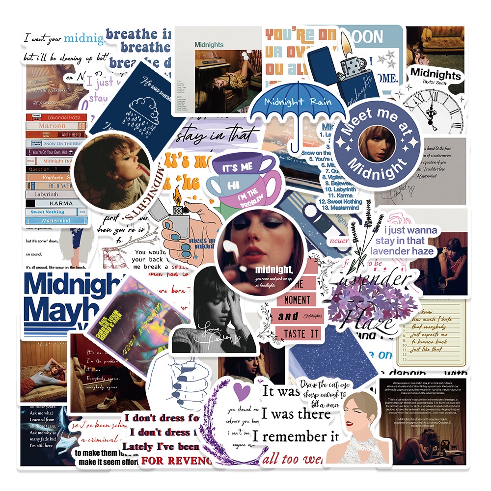 สติกเกอร์ PVC ลาย Taylor Alison Swift Midnights กันน้ํา สําหรับติดตก ...