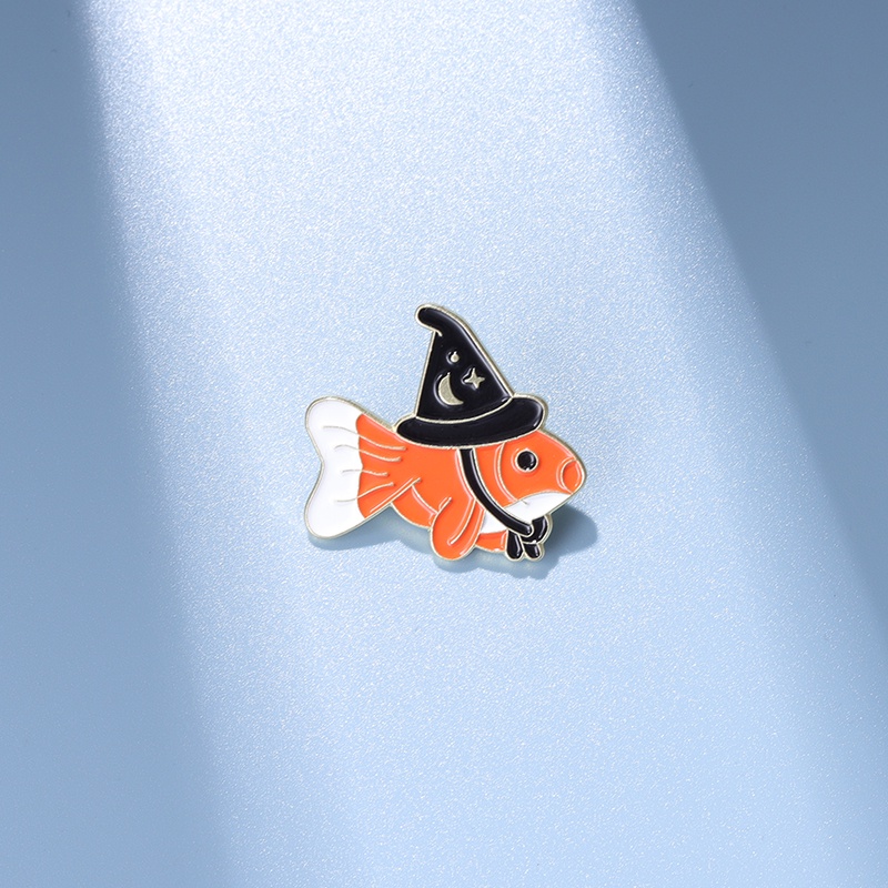 Animal Goldfish Enamel Pins Creative Magic Cap Fish Lapel Brooches ...