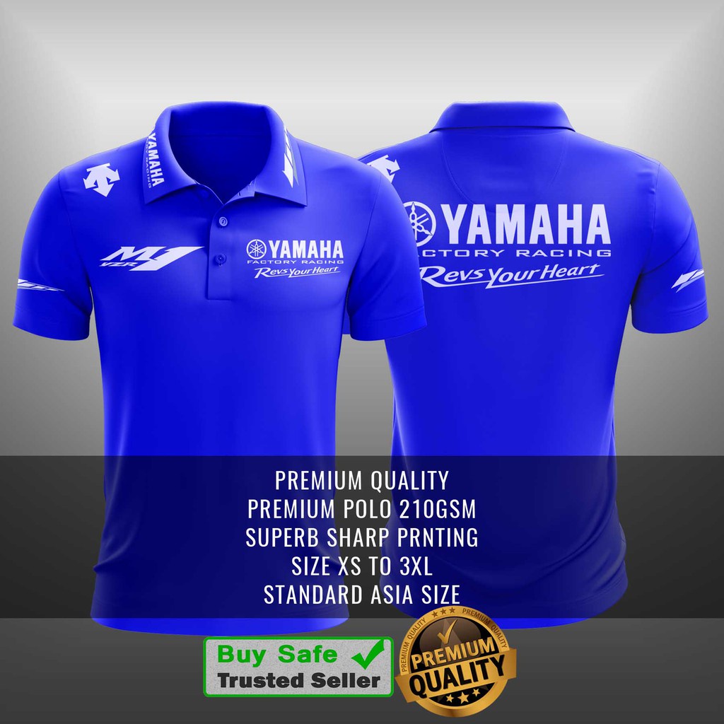 Duisui [LOGO TEE] เสื้อยืดโปโล คอปก ลายโลโก้ Yamaha Factory Racing MotoGP> สีฟ้า (ไซซ์ XS-3XL ...