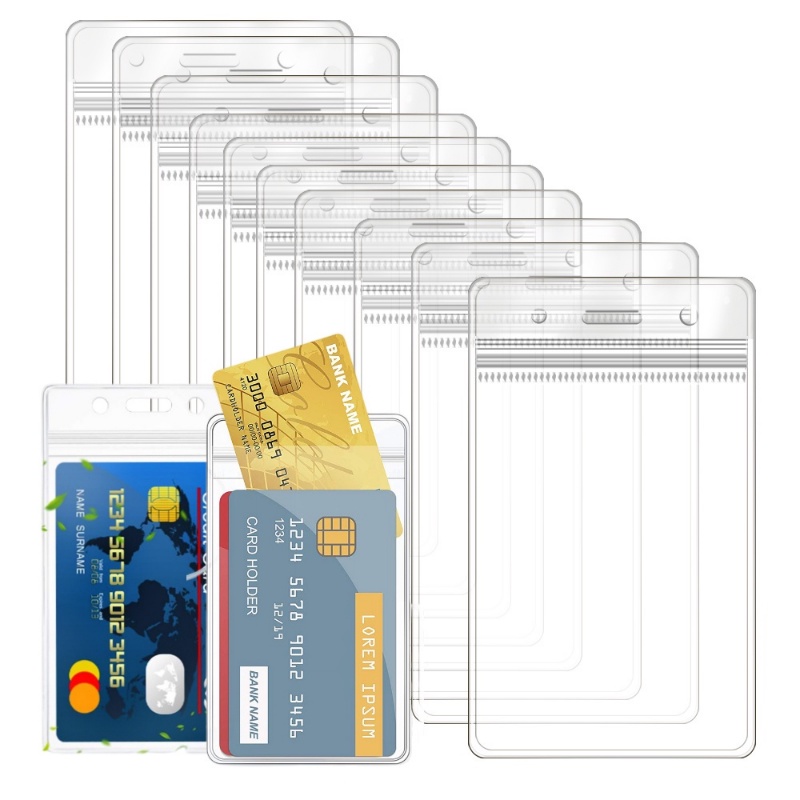 1/5 Pcs Plastic Transparent Waterproof ID Credit Card Sleeve Holder ...