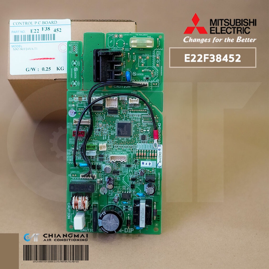 E22F38452 แผงวงจรแอร์ Mitsubishi Electric แผงบอร์ดแอร์มิตซูบิชิ บอร์ดคอยล์เย็น รุ่น MSZ-SGF24VA ...