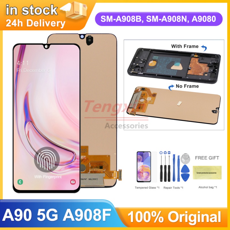 Super AMOLED หน้าจอแสดงผล Lcd ดิจิทัล 6.7 นิ้ว A90 5G สําหรับ Samsung Galaxy A90 5G A908 A908B ...