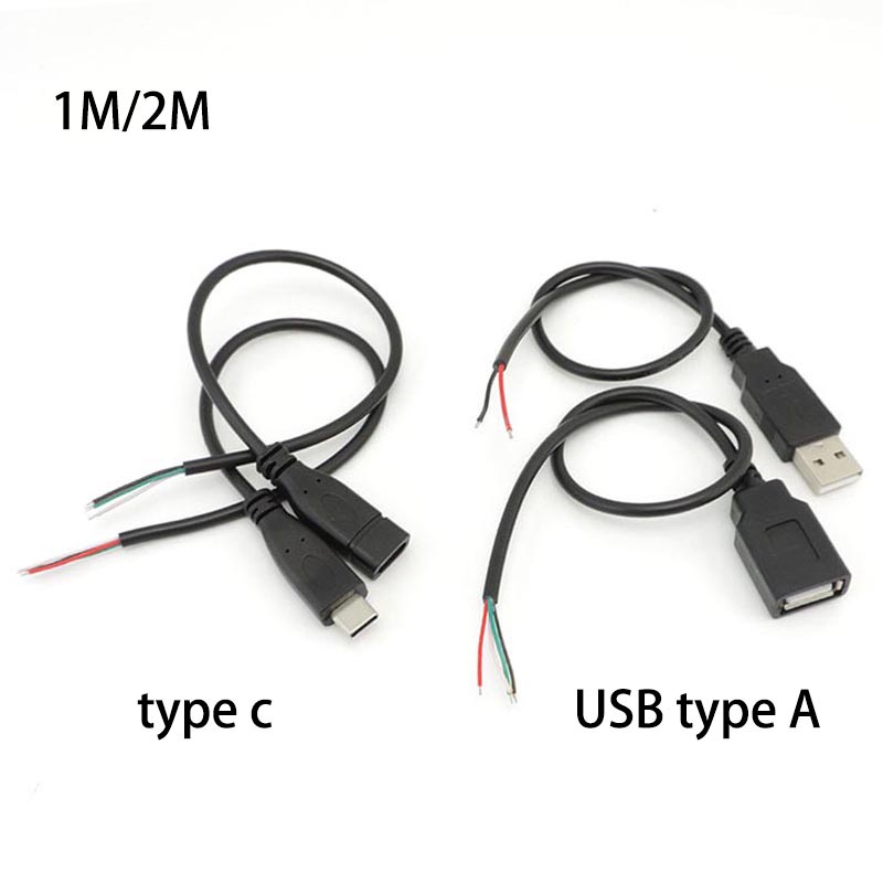 2/4pin USB Type C Female/male Connector Power Supply Data Line | Shopee ...