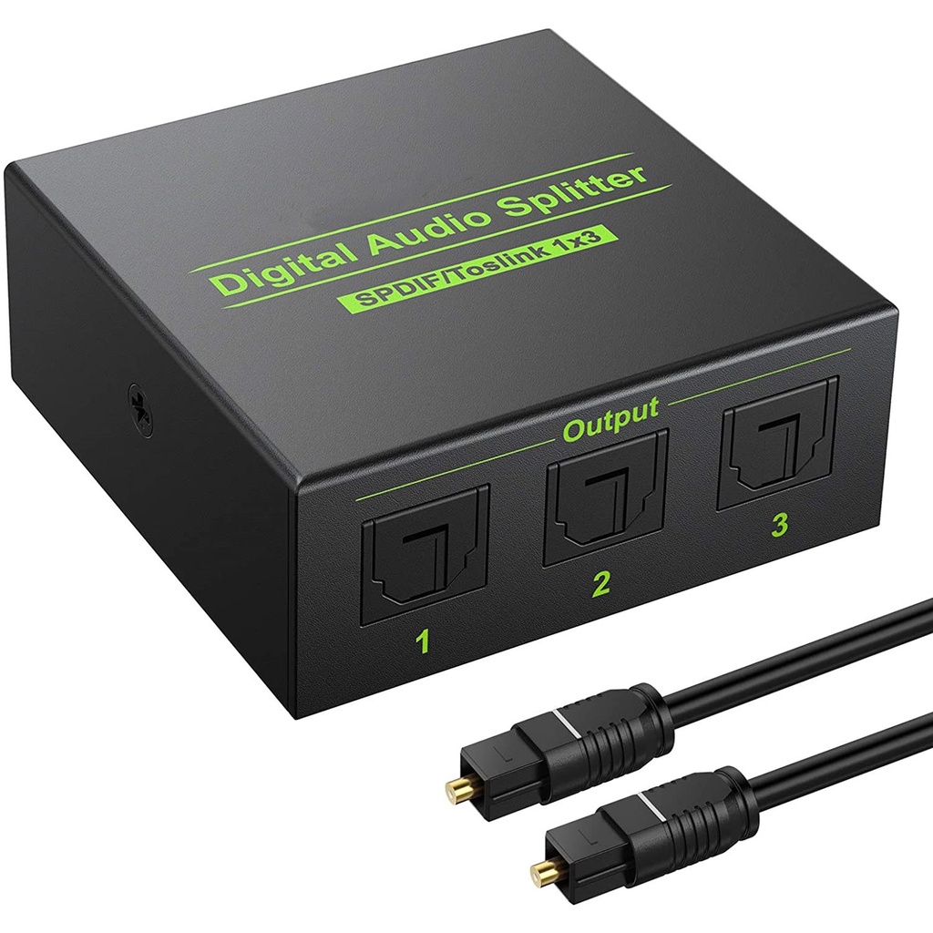3 ทางอลูมิเนียม Spdif Toslink Optical Digital Audio Splitter 1x3 ...