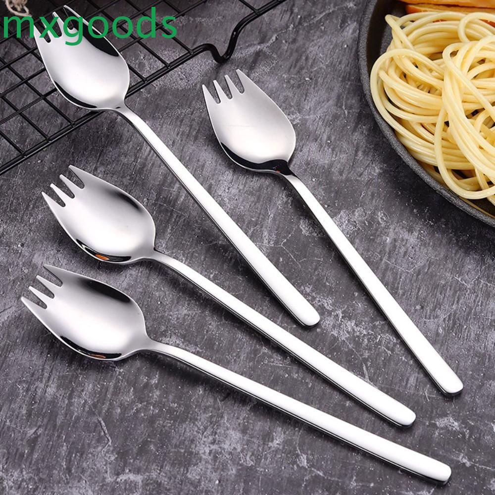 Mxgoods Spork ไอศครีมปิคนิคด้ามยาวสแตนเลสช้อนขนมอาหารเย็นใช้ซ้ําได้ | Shopee Thailand