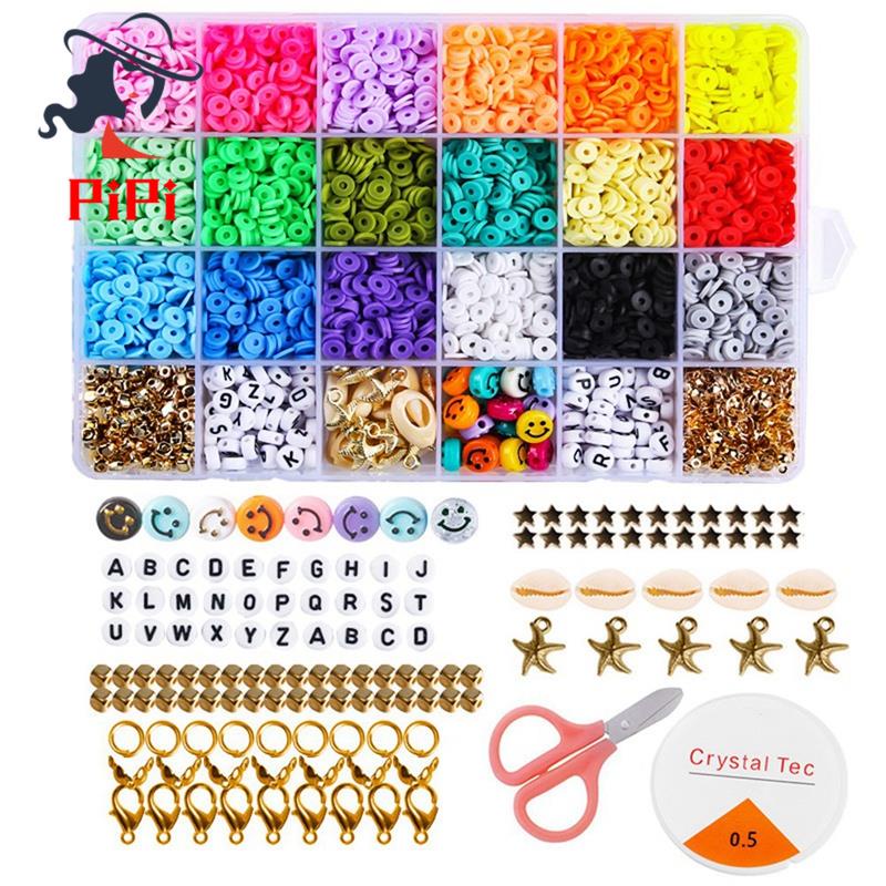 3600Pcs/Box 6mm Clay Bracelet Beads for Jewelry Making Kit,Flat Round ...