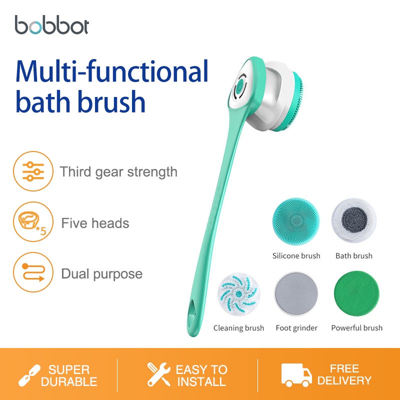 Bobbot 5 in 1 เครื่องขัดหลังไฟฟ้า ด้ามจับยาว กันน้ํา ชาร์จ USB อาบน้ํา ทําความสะอาดร่างกาย ใน ...