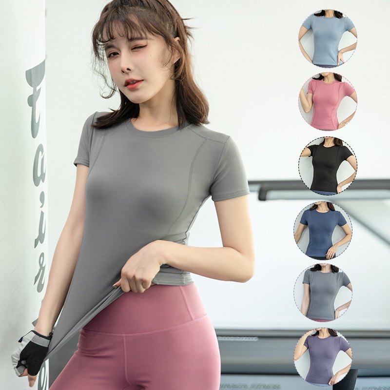 TopSports Slim Fit โยคะสวมใส่ผู้หญิงออกกำลังกายกระชับวิ่งขี่เหงื่อดูดเร็วแห้ง lulu ระบายอากาศ ...