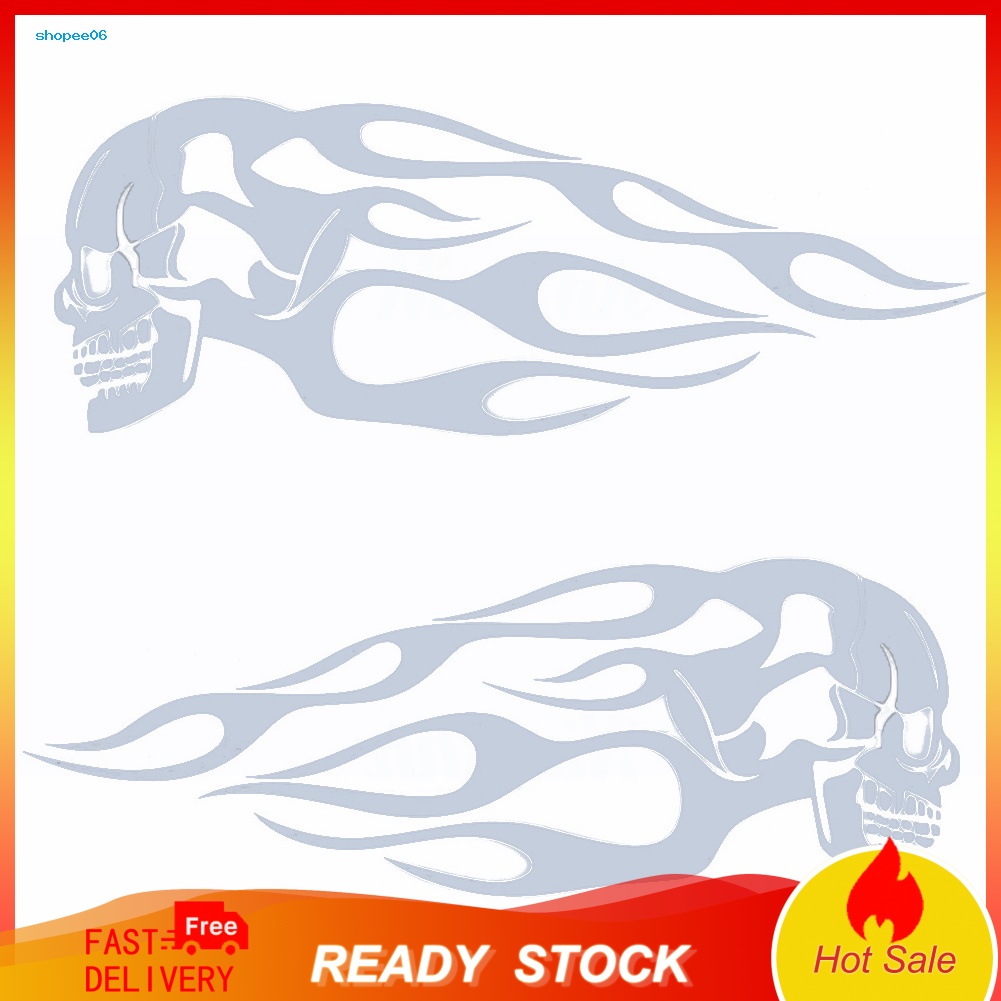 Setn สติกเกอร์ ลายหัวกะโหลกเปลวไฟ สําหรับติดตกแต่งถังน้ํามันเชื้อเพลิง รถจักรยานยนต์ 2 ชิ้น ...