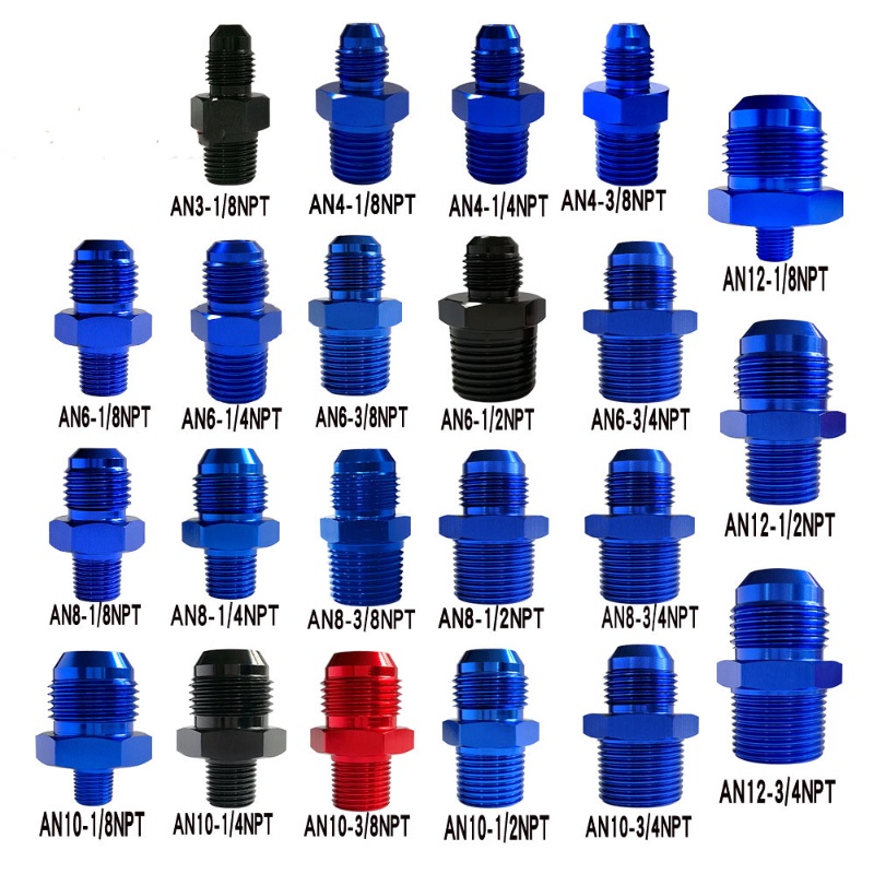 อะแดปเตอร์ข้อต่อท่อน้ํามันเชื้อเพลิง AN3 AN4 AN6 AN8 AN10 AN12 To 1/2 1/4 3/4 1/8 3/8NPT ...