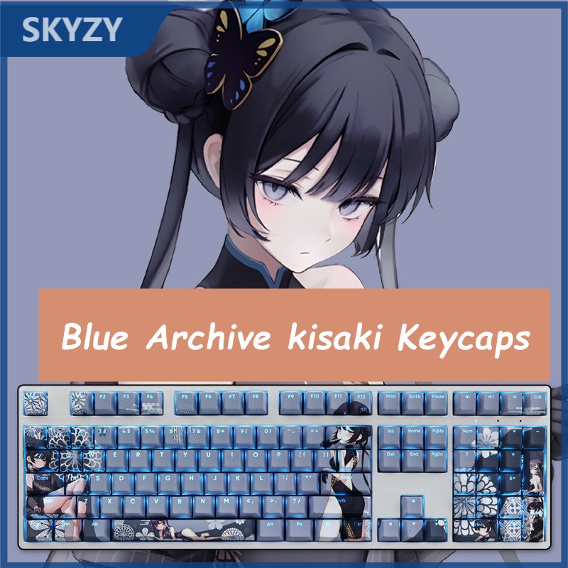 Kisaki Keycaps Cherry Profile Blue Archive การ์ตูน PBT Dye Sub ...