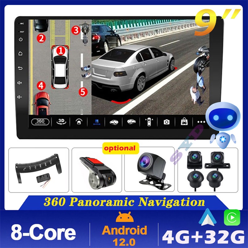 [ เครื่องเล่นมัลติมีเดียไร้สาย และ Android auto ] 8 Core 4G+32G GPS 2 Din Android 12 9 นิ้ว ...