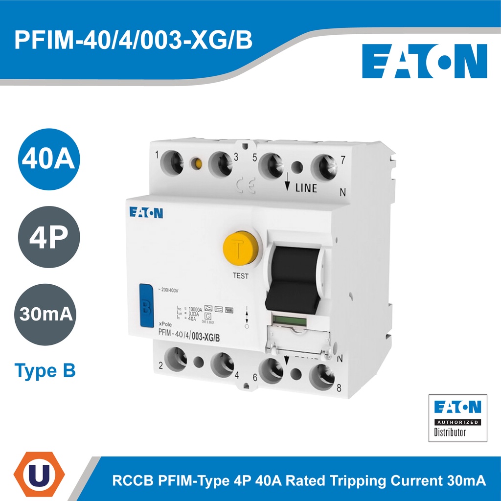 EATON อุปกรณ์ป้องกันไฟดูด Protective Devices(RCCB)Type-B,4Pole 40A ... EATON อุปกรณ์ป้องกันไฟดูด Protective Devices(RCCB)Type-B,4Pole 40A ...