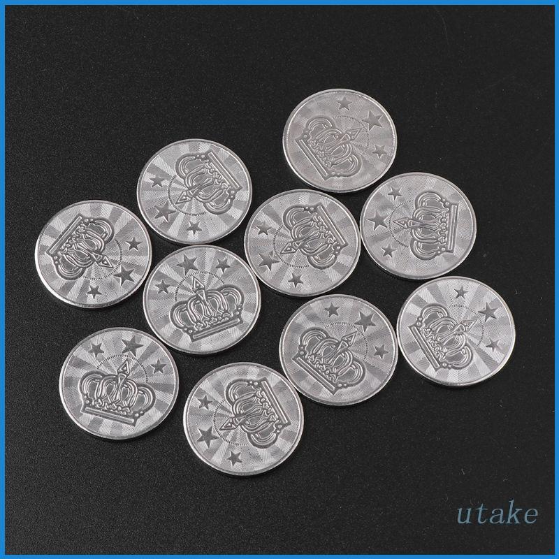 UTAKEE 10Pcs Arcade Game Token Coins Stainless Steel Pentagram Crown ...