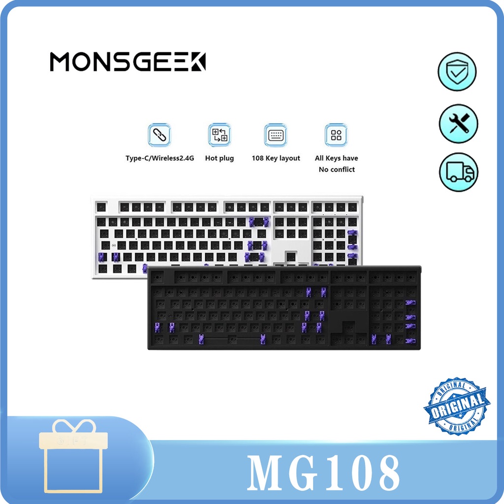 Akko MONSGEEK MG108W 108 Key Keyboard Kit Full Key Hot Plug Dual Mode ...