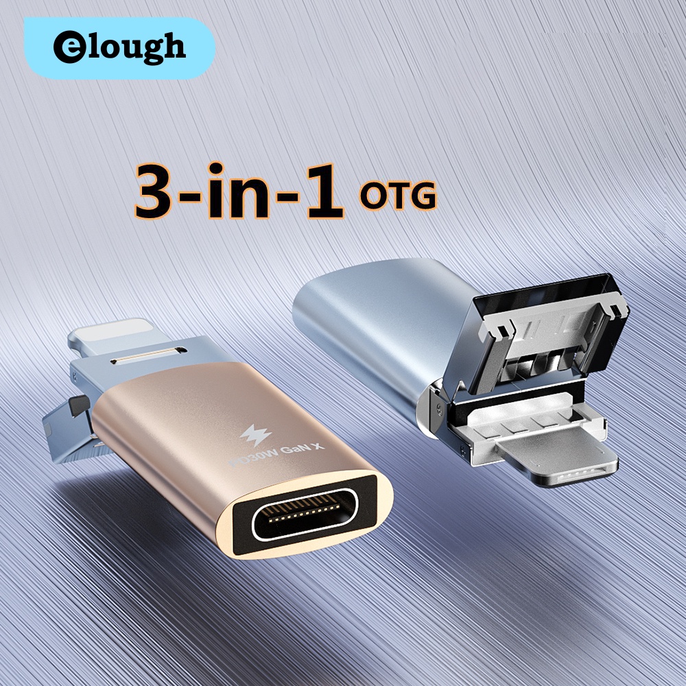 Elough 3 in 1 อะแดปเตอร์แปลงข้อมูล Type C ตัวเมีย เป็น USB ตัวผู้ ...