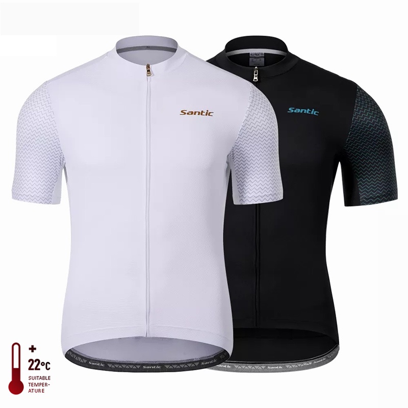 Santic Men Cycling Jerseys Short-sleeved Full Zipper Clothing Bike Shirt MTB T-shirts ...