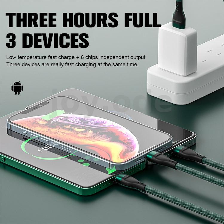 6a 3 in 1 สายชาร์จ USB-A เป็น Micro+iP+Type-C ยาว 1.2 ม. | Shopee Thailand