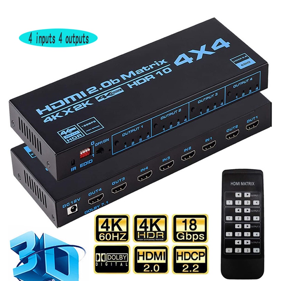 4x4 4K HDR HDMI Matrix Switcher HDMI Matrix Switch HDCP 2.2 Splitter 4 ...