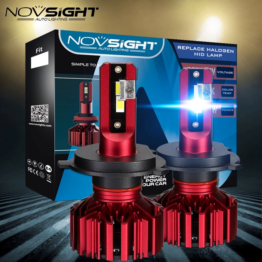 Novsight N11S ไฟหน้ารถยนต์ ไฟหน้า หลอดไฟ LED 2ชิ้น H4/H11/ 9005/9006 6000K 10000LM IP68 แสงสีขาว ...