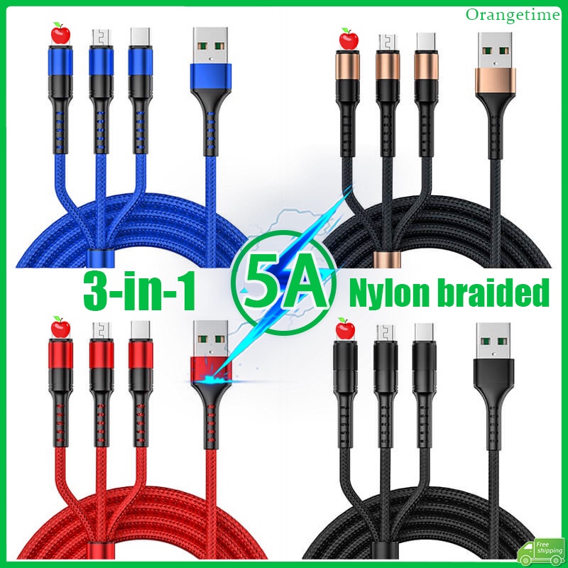 จัดส่งที่รวดเร็วBraid 3 In 1 Fast สายชาร์จสําหรับ Micro USB//Type C ...