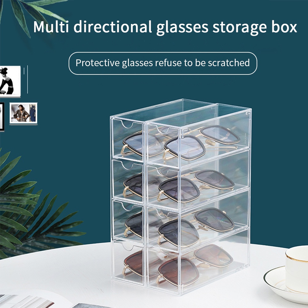 กล่องเก็บแว่นตา 4 ชั้น Clear Drawer Dust ออแกไนเซอร์เครื่องสำอาง กล่อง ...