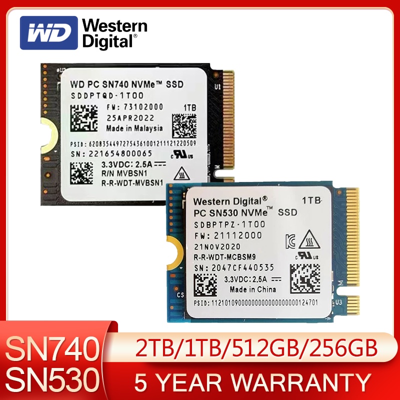 Western Digital WD SN740 SN530 M.2 2230 SSD 1TB 2TB 512 NVMe PCIe Gen4 ...