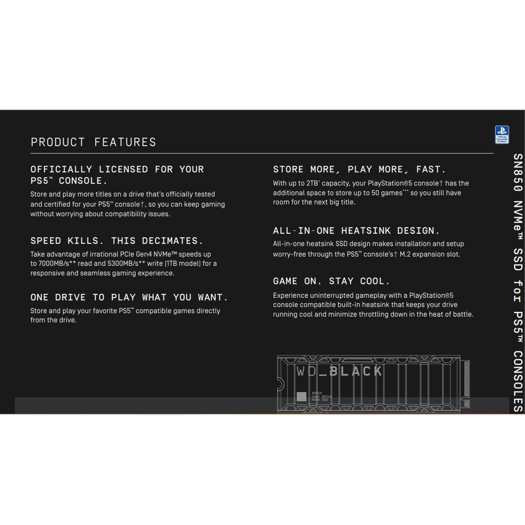 Western Digital WD_BLACK SN850 NVMe SSD with Heatsink For PS5 Consoles ...