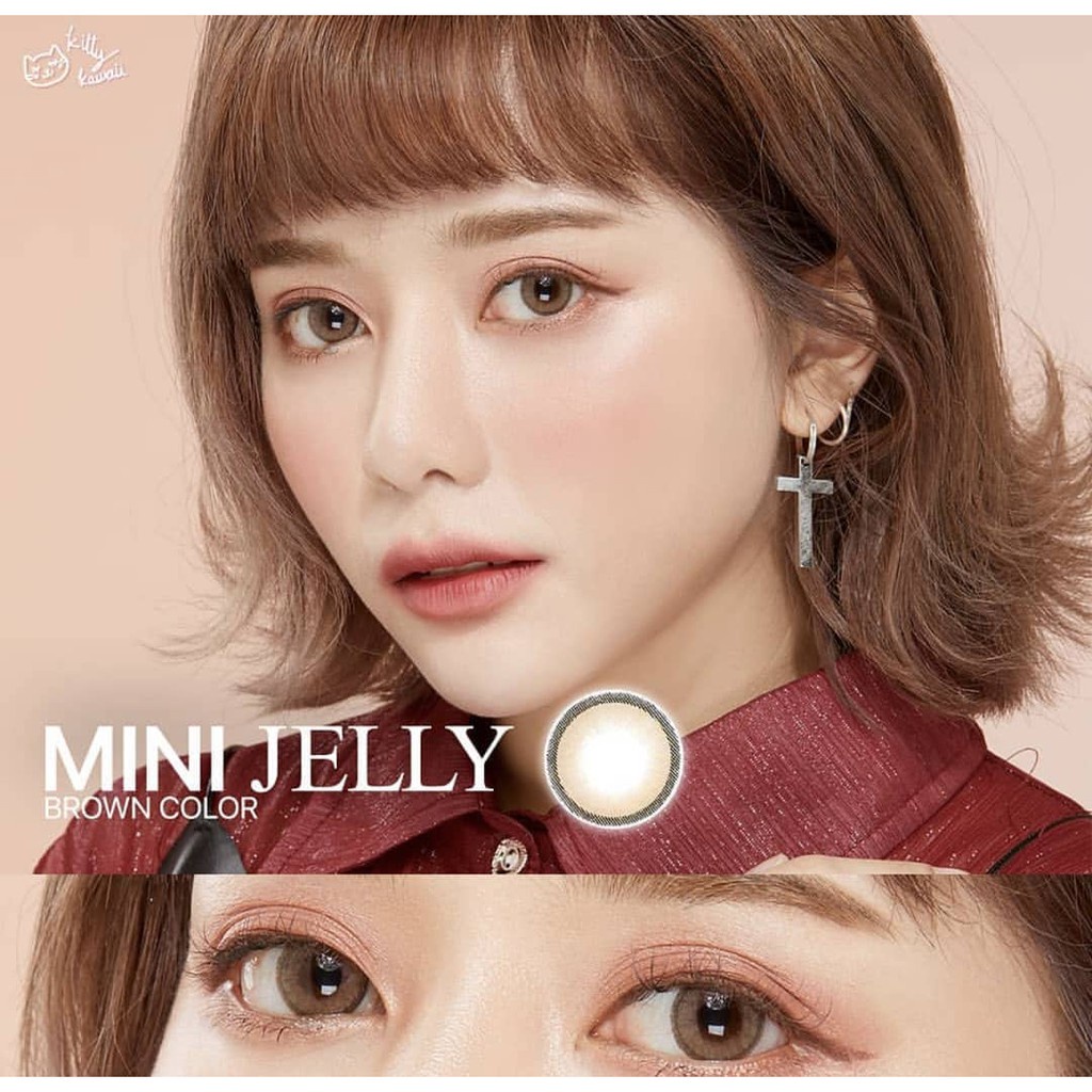 🔥 คอนแทคเลนส์ 💗ขนาดมินิ💗 Mini jelly (Kitty kawaii) สี : Brown / Gray ...