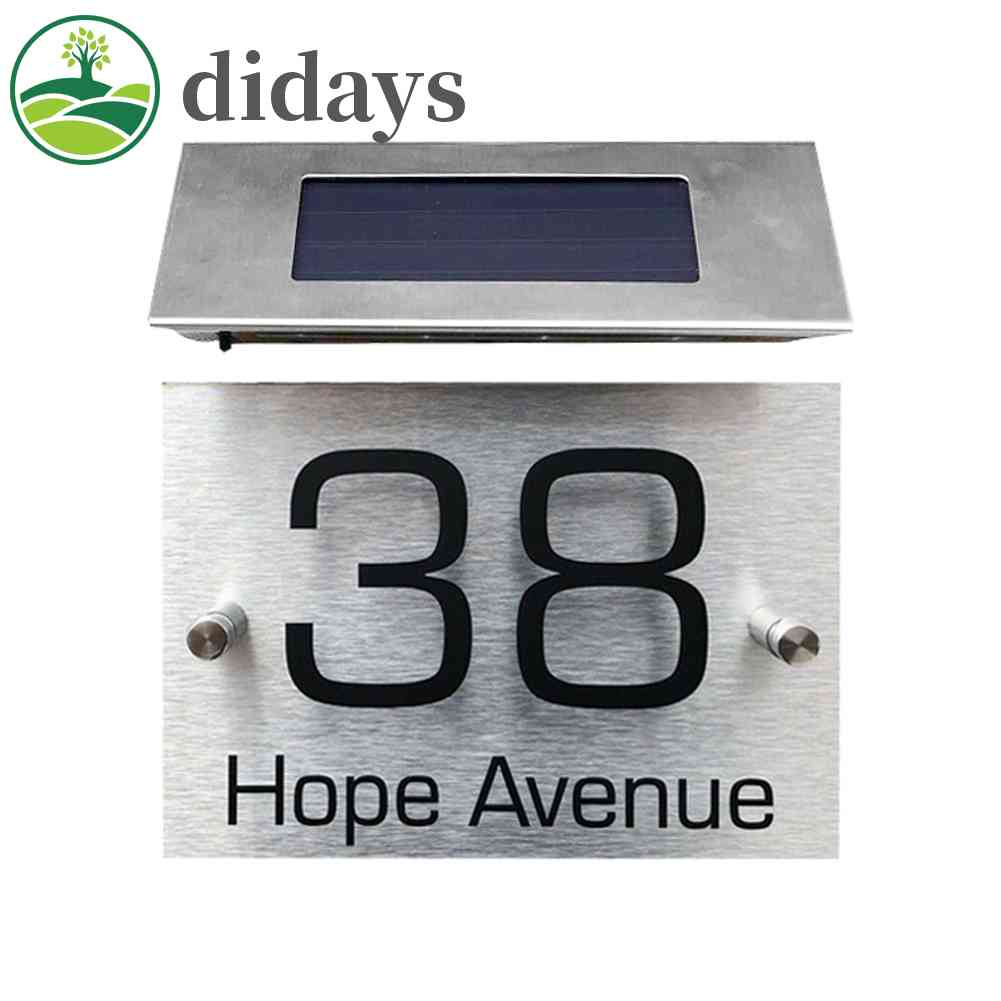 LED Solar House Number Light Digital Address Indication Doorplate Light ...