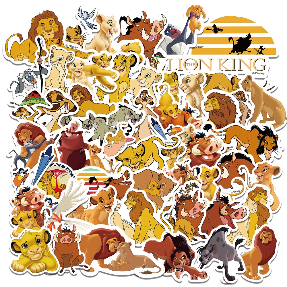 (Authorized) 50 pcs The Lion King Cartoon Movie Waterproof PVC Stickers ...