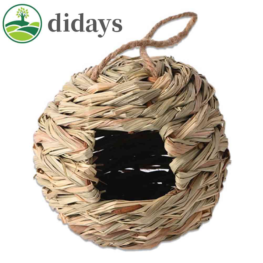 Natural Straw Bird Nest Hanging Handwoven Outdoor Breeding Round ...
