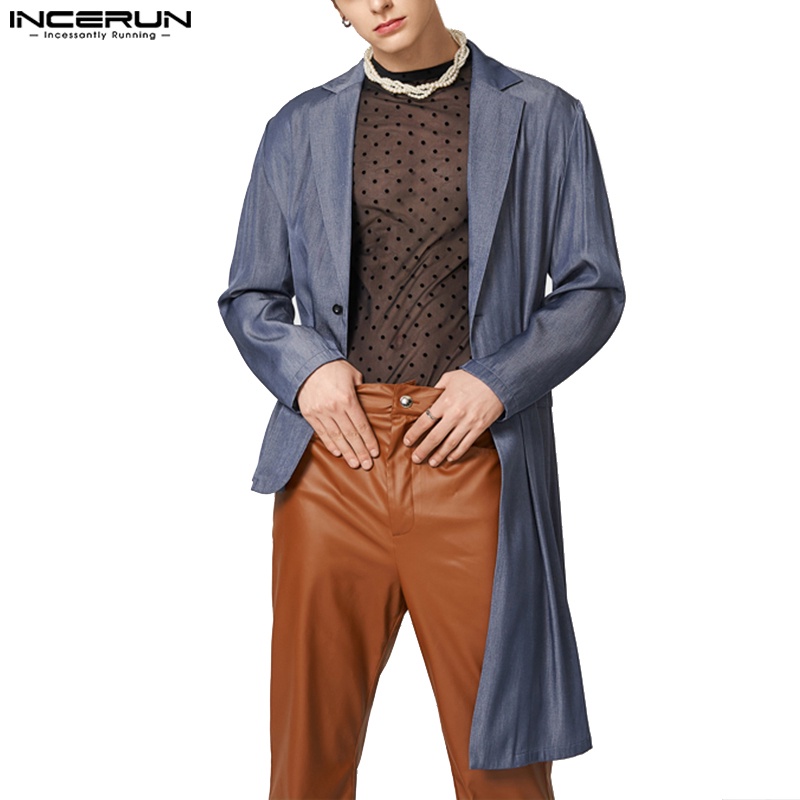 INCERUN Men's Fashion Two-color Solid Long Sleeve Suit Coat | Shopee ...